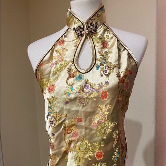 Tops | Nwot Gold Asian Inspired Embroidered Top | Poshmark